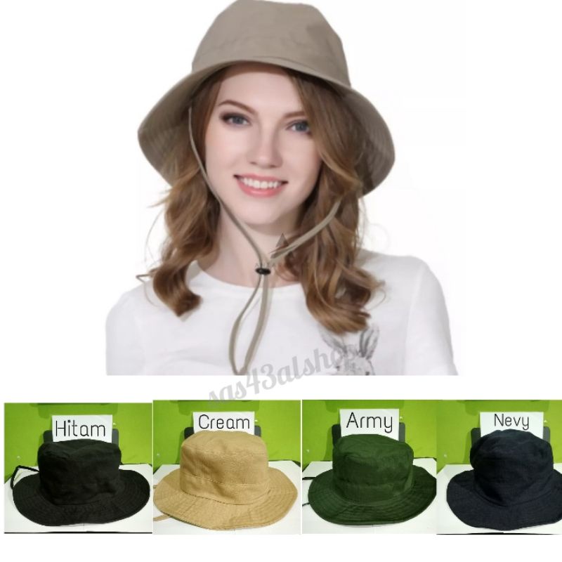 Jual Topi Gunung Rimba Hiking Hutan Camping Hat Tali Cream Outbound ...