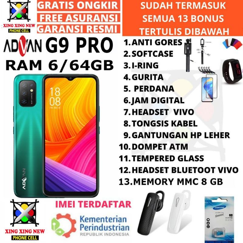 Jual ADVAN G9 PRO 6/64 RAM 6GB ROM 64GB GARANSI RESMI 1 TAHUN | Shopee Indonesia