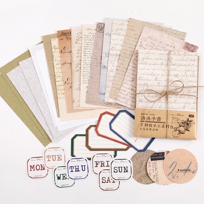 Jual 30 pcs old paper kertas jadul Vintage scrapbook kit set Flowers ...