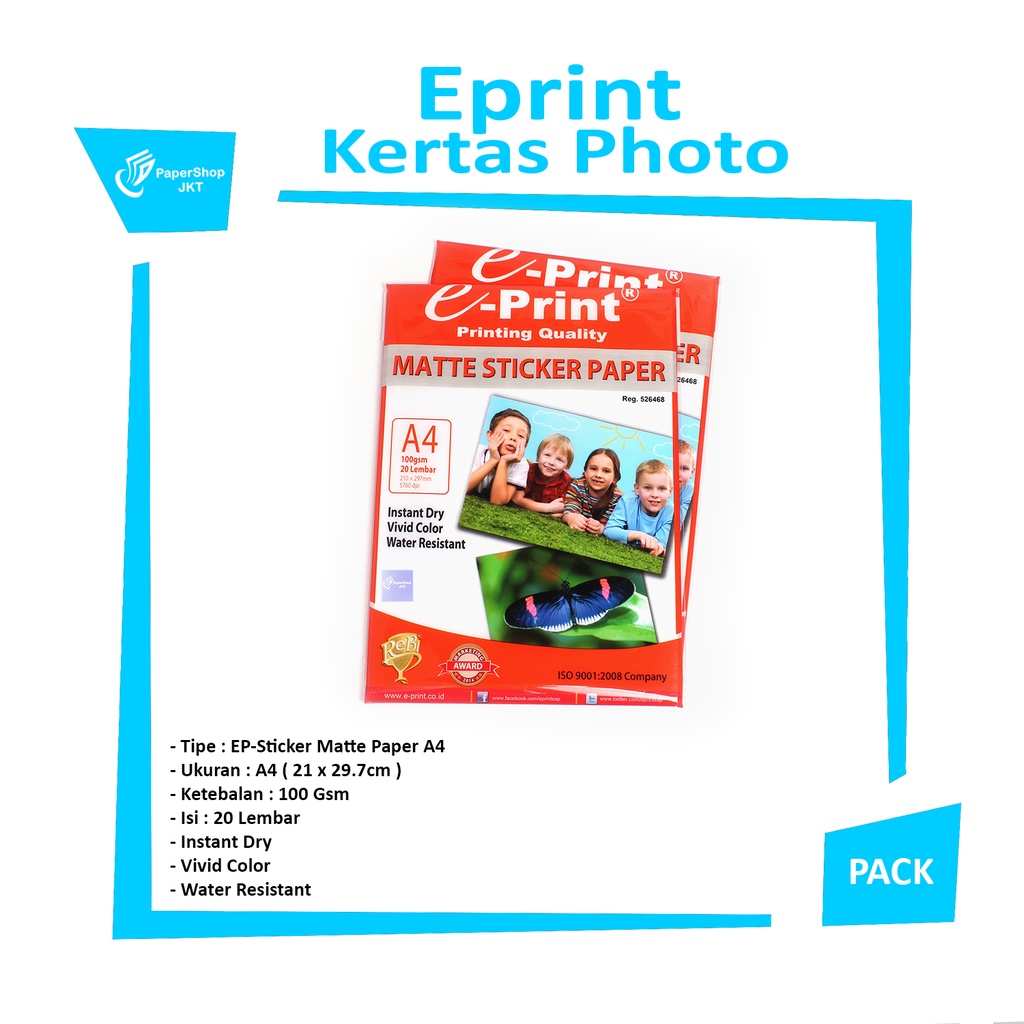Jual EPRINT - sticker matte paper-kertas sticker matte-doff a4 100gsm ...