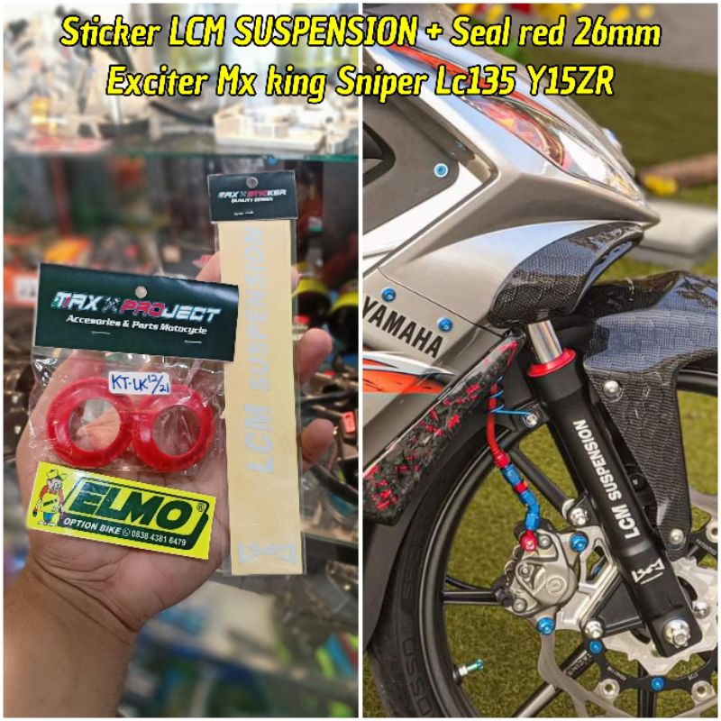Jual Stiker bottom shock lcm suspension plus seal merah as 26mm exciter ...