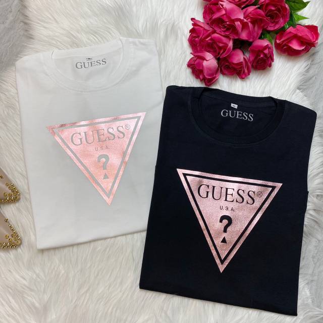 Jual GUESS OUTLINE FOIL PINK / KAOS GUESS / BRANDEDTEE | Shopee Indonesia