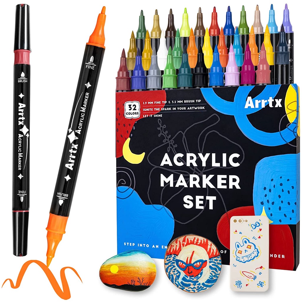 Jual arrtx acrylic / akrilik paint marker set 32clr | Shopee Indonesia