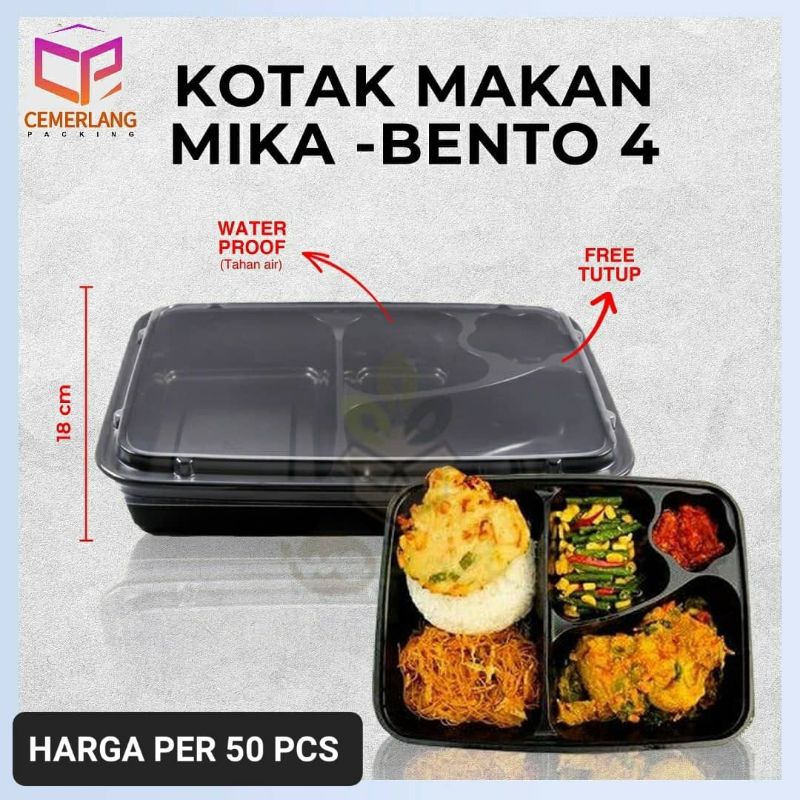 Jual Mika Bento Sekat 4 Bintang Dengan Tutup 50 Pcs Tray Wadah Makan ...