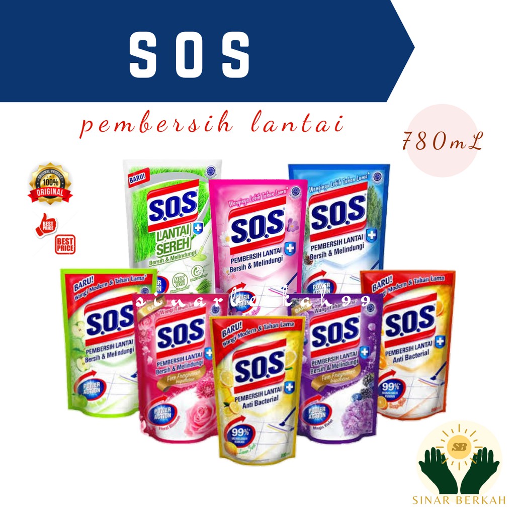Jual SOS Clean Floor Pembersih Lantai 700 ML All Varian | Shopee Indonesia
