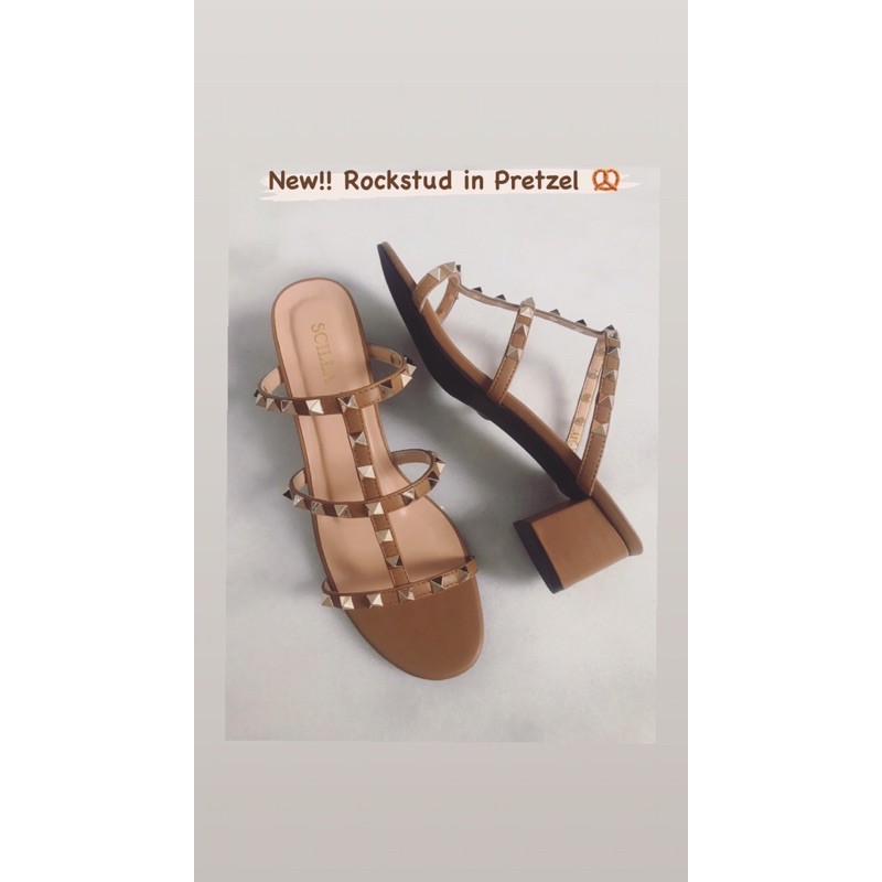 Jual Scilla Rockstud Heels Pretzel Genuine Leather | Shopee Indonesia