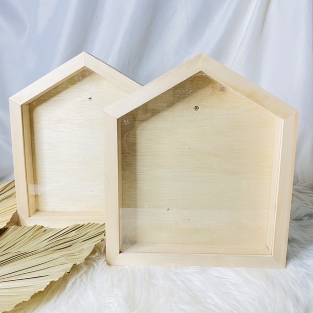 Jual FRAME/PIGURA KAYU/WOODEN FRAME 3D BENTUK SEGITIGA/RUMAH KADO ...