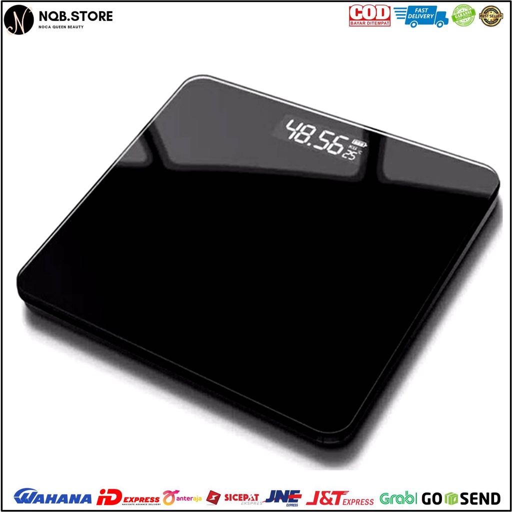 Jual NQB - Timbangan Badan Digital HITAM PUTIH PERSEGI Tempered Glass ...