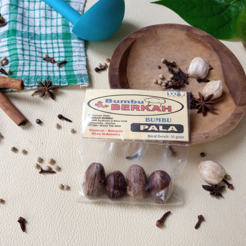 Jual biji pala 20 gram / pala lonjong / bumbu dapur / Bumbu Rempah ...