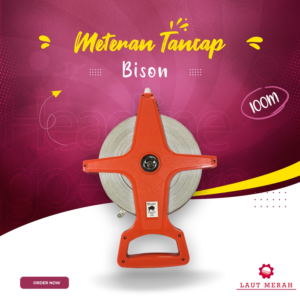 Jual BISON METERAN T 100 METER ALAT UKUR ROL JALAN TANCAP TANAH GULUNG ...