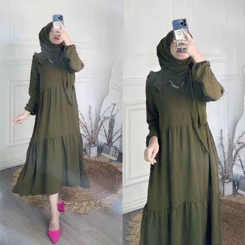 Jual GAMIS MIDI DRESS KERAH MIDI DRESS MARITA MIDI DRESS BIG SIZE ...