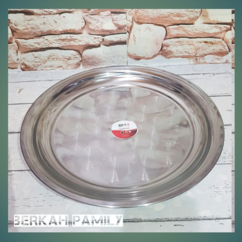 Jual Nampan Bulat Besar Stainless Nona UK.50cm 40 cm 30 cm / Nampan ...