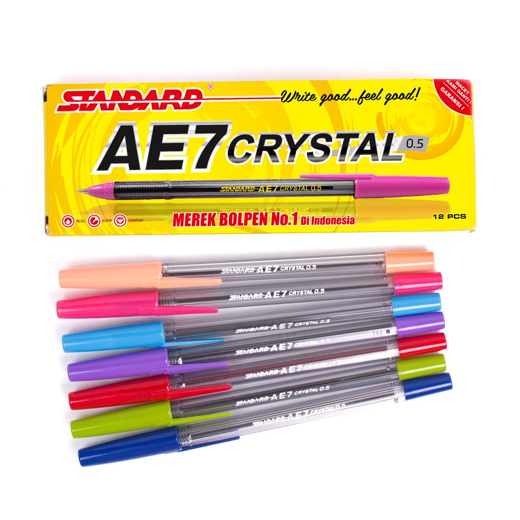 Jual Pulpen Standard Pen AE7 Crystal 0.5 Pena Ballpoint Pulpen Standard / Per Lusin | Shopee ...