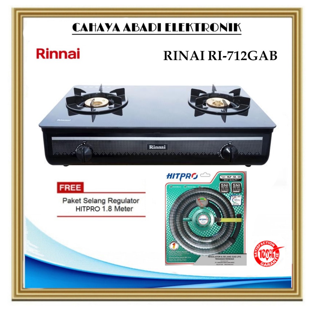 Jual Rinai Kompor Gas Kaca 2 Tungku RI-712GAB Free Regulator Selang ...
