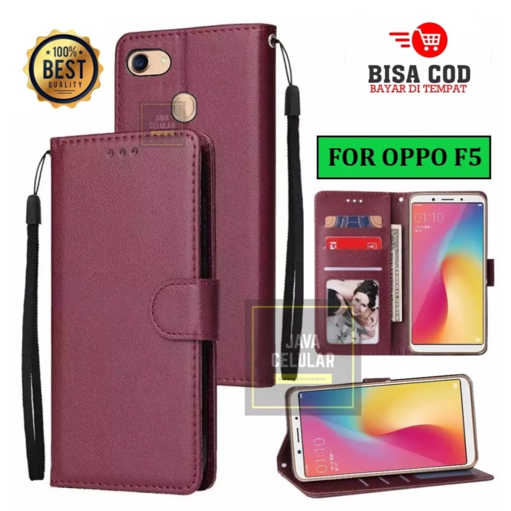 Jual OPPO F5 Leather Flip - Wallet Case Kulit - Casing Dompet Case ...