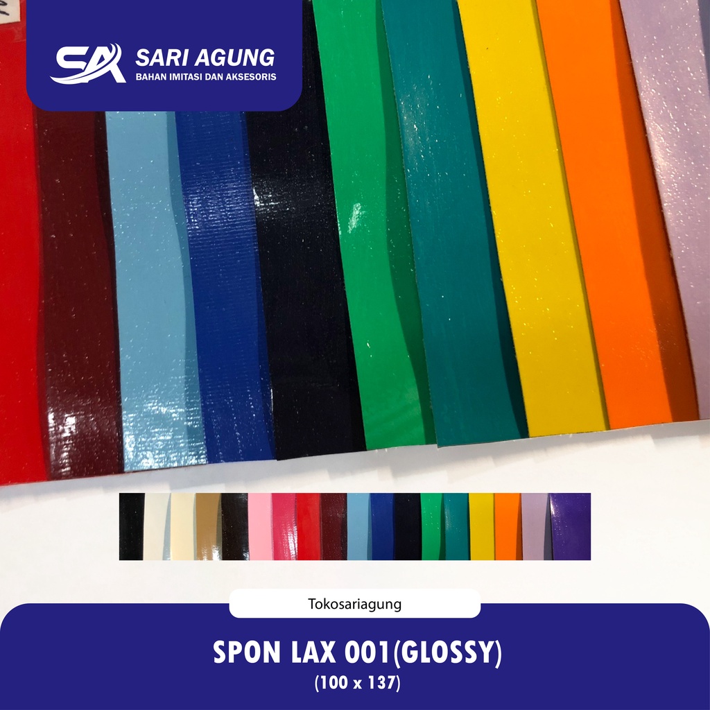 Jual SPON LAX 001 (METER) KULIT SINTETIS SPONLAK GLOSSY KILAP | Shopee ...
