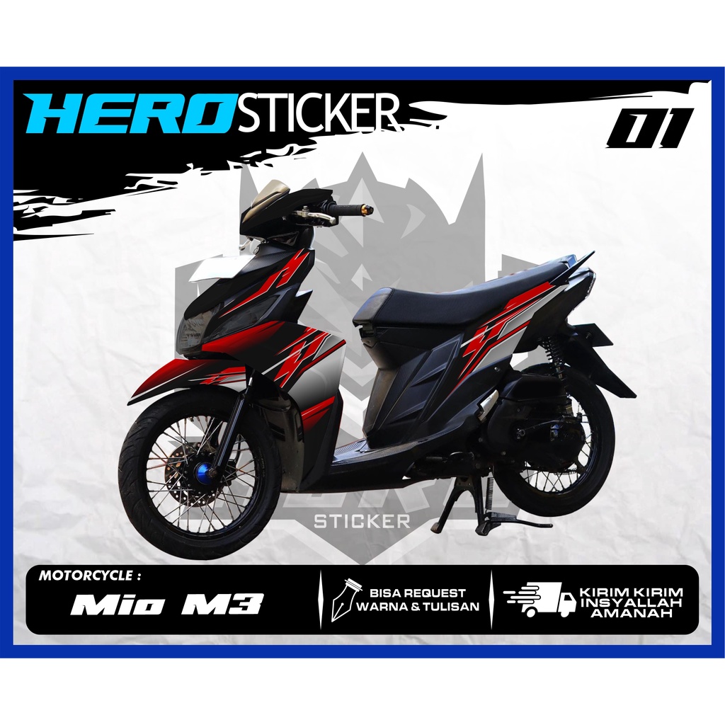 Jual Decal sticker YAMAHA MIO M3 matic racing striping motif FULLBODY ...