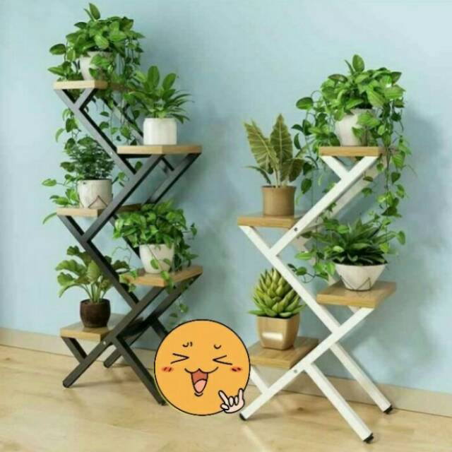 Jual Rak Bunga 5 Susun New Besi Holo Alas Kayu Rak Pot Bunga Besi ...