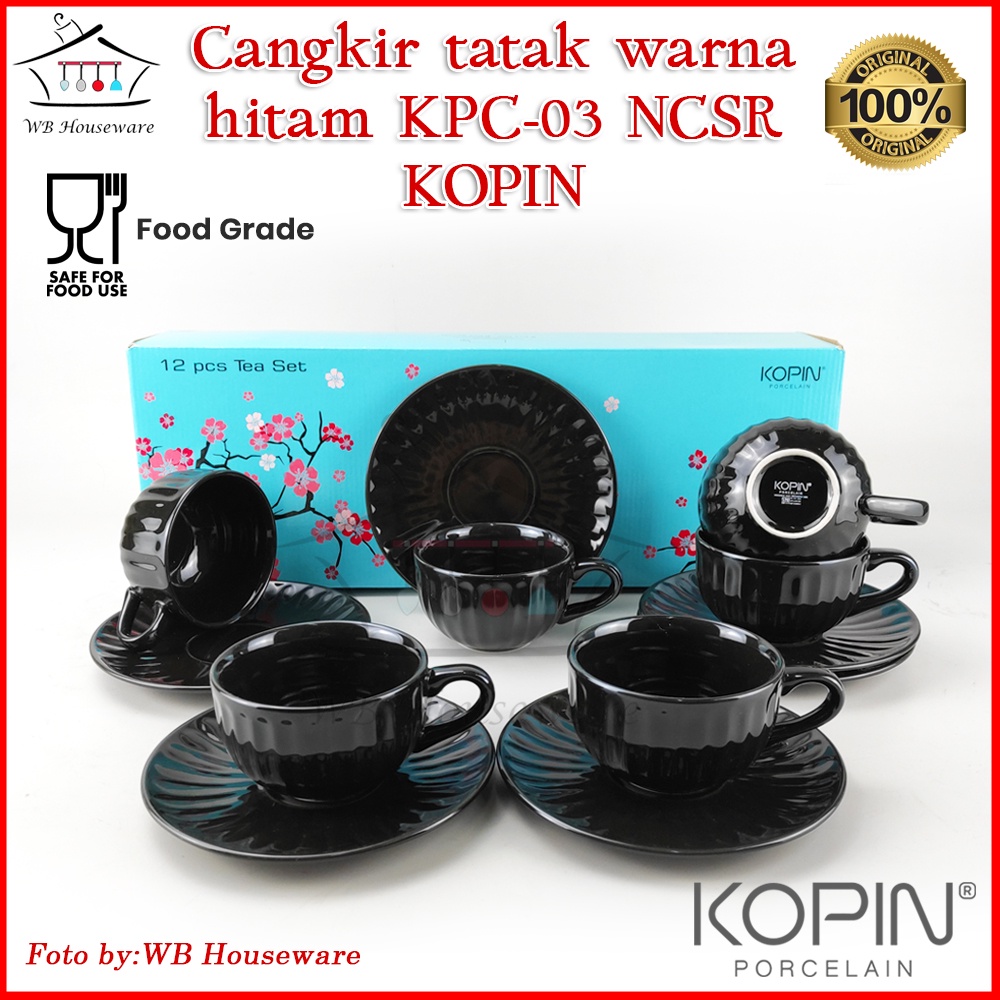 Jual cangkir set 6 pasang hitam keramik / coffee tea set cup and saucer ...