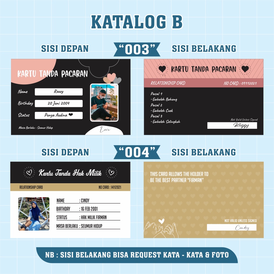 Jual [1PCS] Kartu Tanda Komitmen | Kartu Tanda Pacaran | Kartu Hak ...