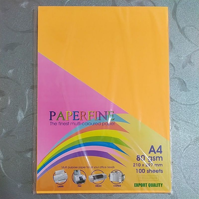 Jual Kertas Paperfine A4 80 Gram 100 Sheet - Kertas HVS Warna | Shopee ...