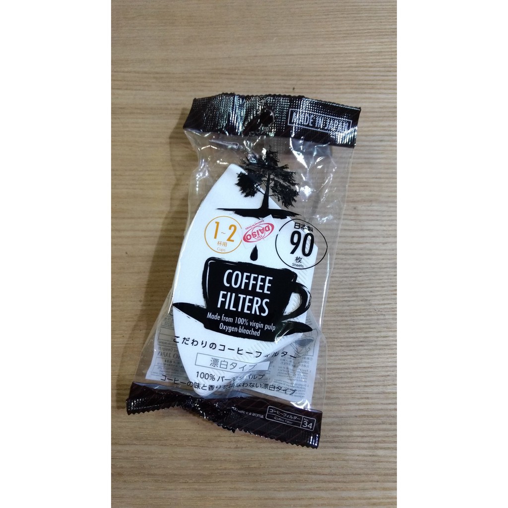 Jual DAISO Coffee filter paper kertas saring kopi 90 lembar for 1-2 cup ...
