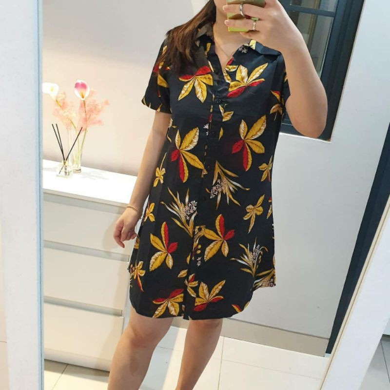Jual DELIGHTLINE YELLOW GARDEN FLOWER SHIRT DRESS MOTIF BUNGA KUNING ...
