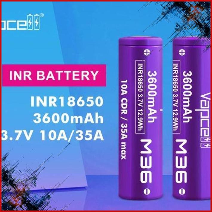 Jual Baterai Vapcell 18650 | Battery 18650 3600mAH 3.7V | Vapcell M36 | Shopee Indonesia