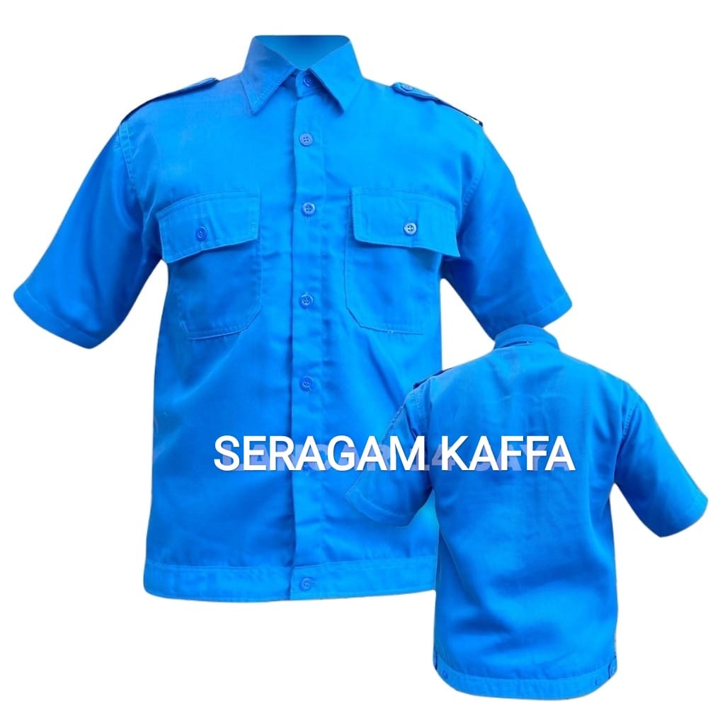 Jual Seragam Kasual polos Seragam Kerja seragam Lengan pendek Biru PLN ...
