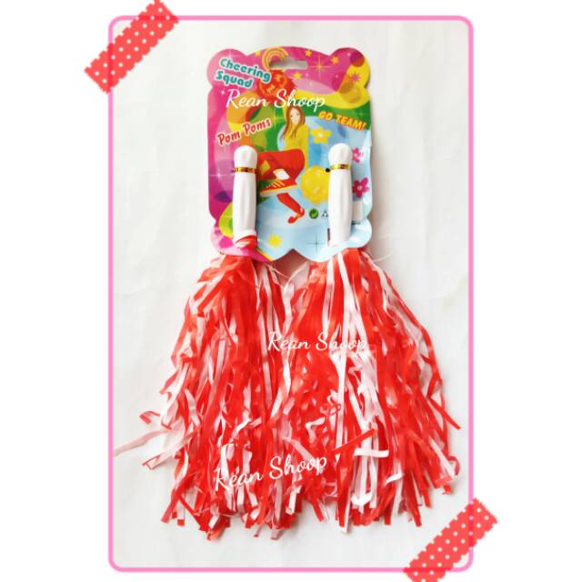 Jual pompom pom pom poms cheerleader cheering pom pom rumbai foil merah ...