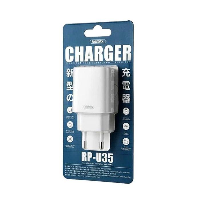 Jual remax simple series dual usb adapter rp-u35 - eu white eth02 | Shopee Indonesia