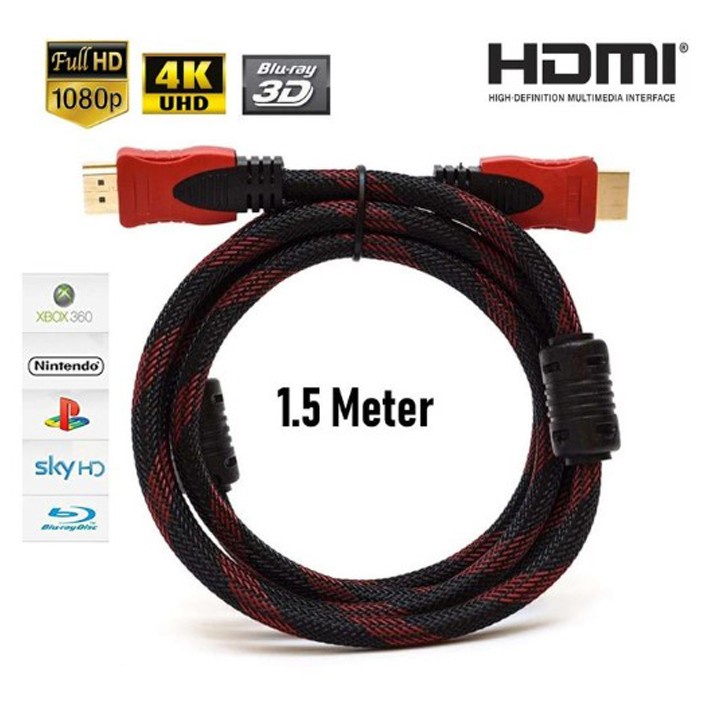 Jual Kabel HDMI 1.5M Serat Jaring 1.4 FULL HD Kabel HDTV 1080p 1.5 ...