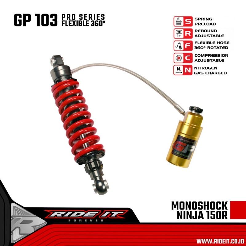 Jual SHOCK RIDE IT NINJA 150 RR R NINJA150 150R 150RR KRR KR 150 SS S KR150 TABUNG PISAH GP 103 ...