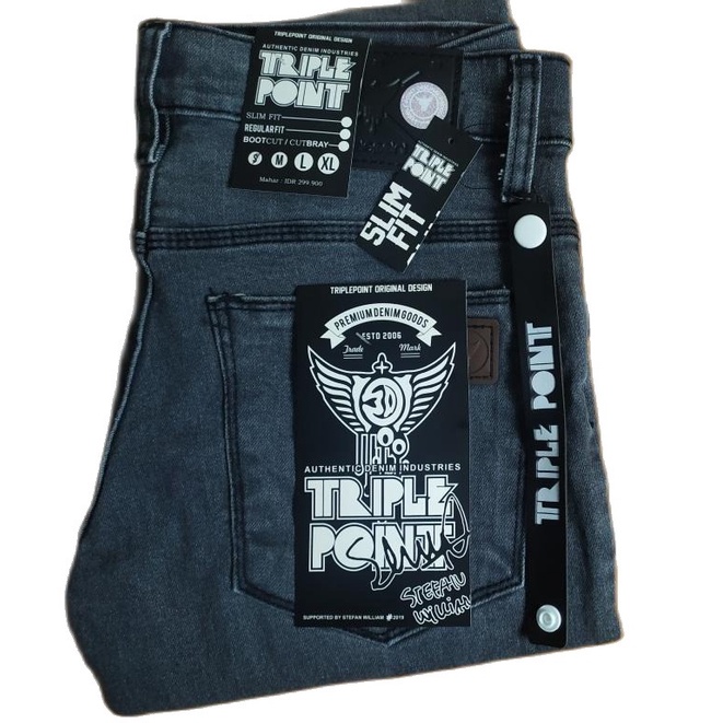 Jual Jeans triple point original slimfit/skinyy warna abu muda | Shopee ...