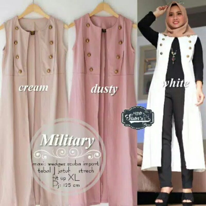 Jual Terbaru Outer Long Tunik/Tunik Rompi Panjang/Rompi Blazer/MILITARI ...