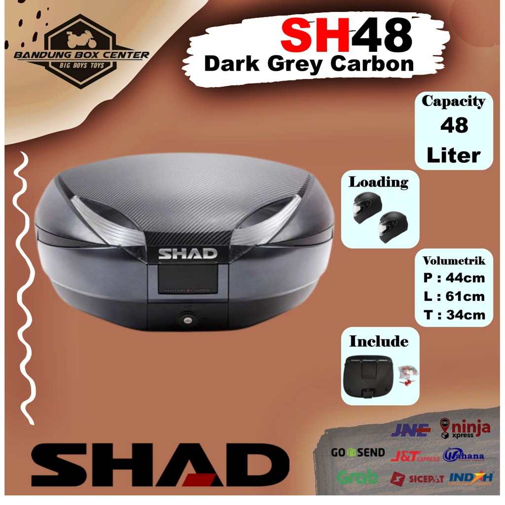 Jual Box Motor Box Touring Shad SH48 Carbon Dark Grey | Shopee Indonesia