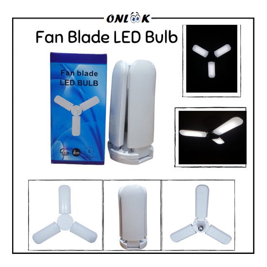 Jual Lampu Bohlam Lipat Mini Model Kipas 3 Baling E27 45W 30W Mini Fan ...
