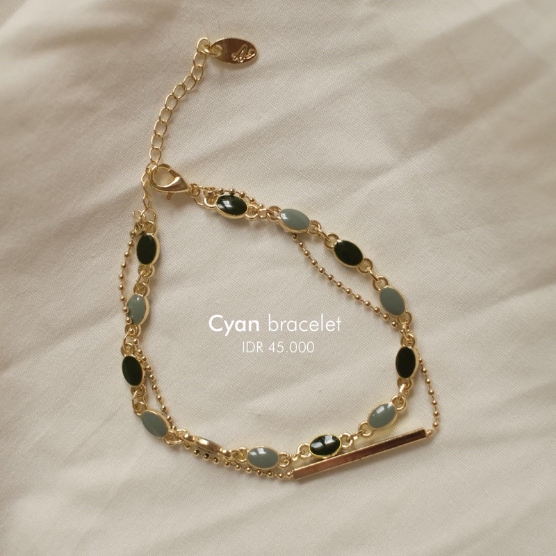 Jual Ark.co - Cyan double bracelet (tosca & chain gold) gelang tangan ...