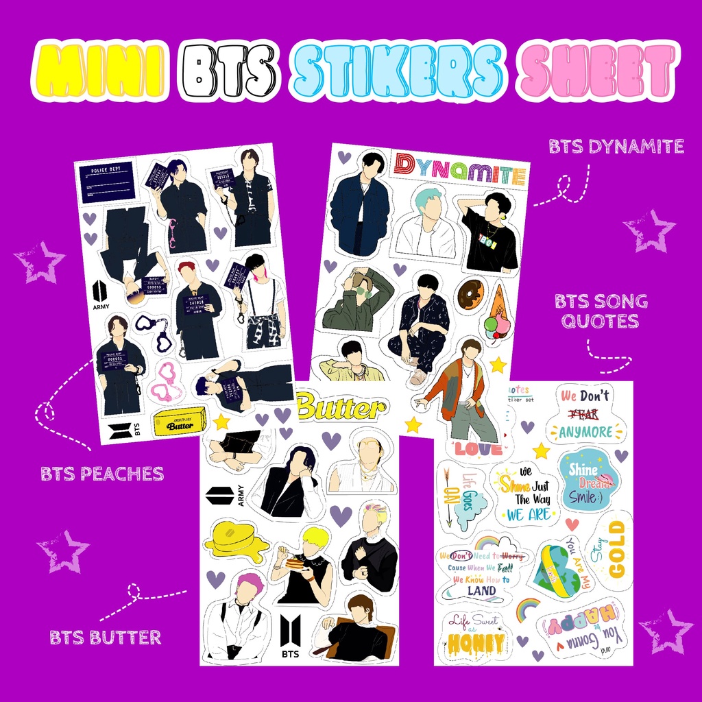 Jual MINI BTS STIKER SHEET / BTS BUTTER / BTS DYNAMITE / BTS SONG ...
