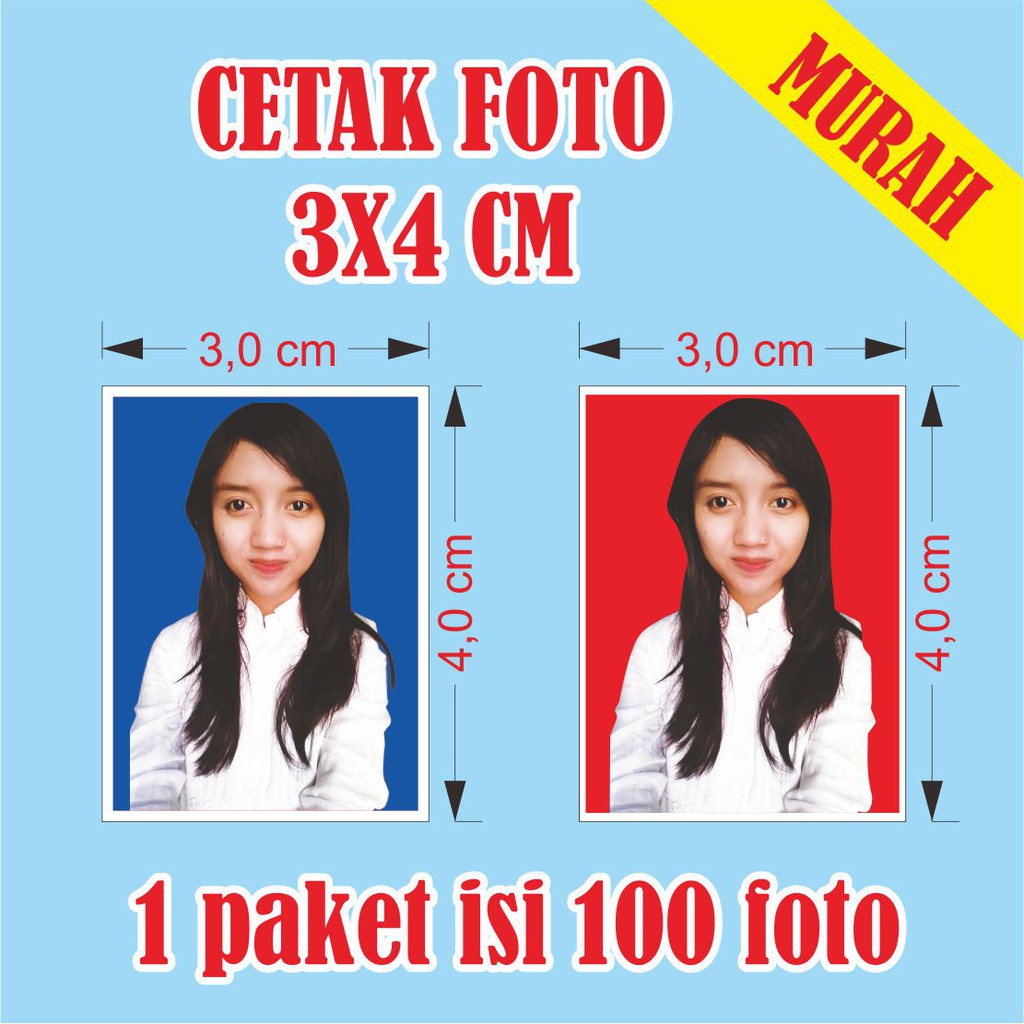 Jual CETAK PAS FOTO 3X4 (1 PAKET ISI 100 FOTO) | Shopee Indonesia