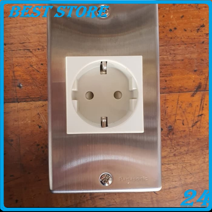 Jual Stop kontak arde panasonic stainless set outbo besi | Shopee Indonesia