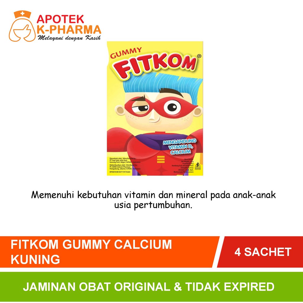 Jual Fitkom Gummy Calcium Isi 4 Sachet Obat Original soho | Shopee ...