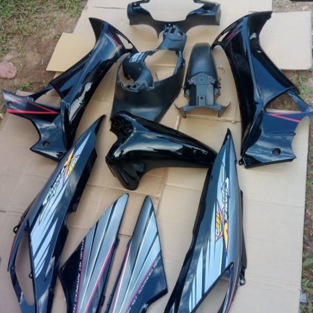 Jual Cover body supra x125 lama warna full hitam plus setriping ...