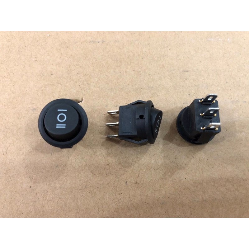 Jual Saklar Rocker switch 3 pin BULAT HITAM MINI 3 kaki ON OFF ON 1 ...