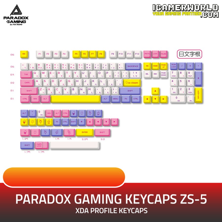 Jual Paradox ZS-5 / ZS5 XDA Profile Keycaps Mechanical Gaming Keyboard ...