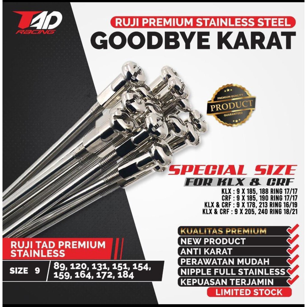 Jual Ruji Motor Stainless Stell Merk TAD Ukuran 184 SS Anti Karat BIG ...