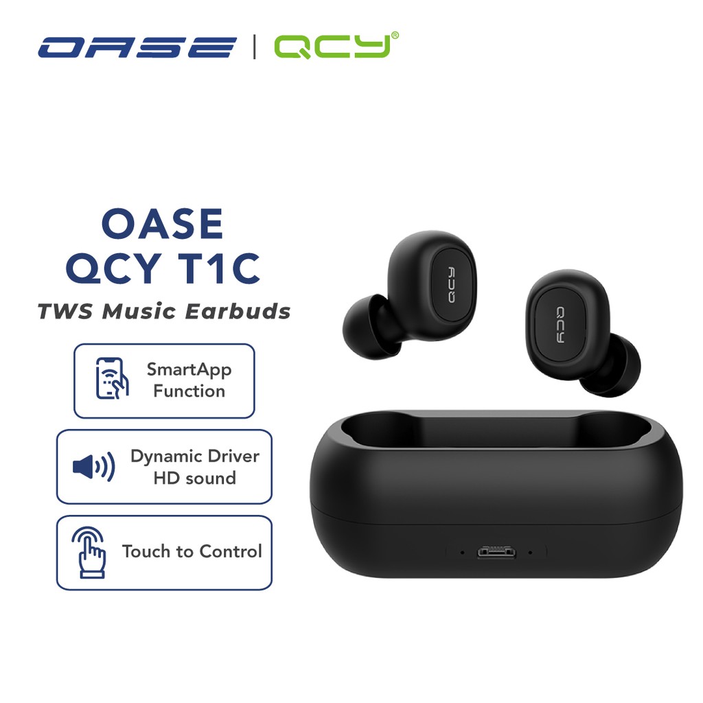 Jual OASE QCY T1C - TWS Music Earbuds [Daya baterai 20jam, Crystal-clear Stereo, Garansi Resmi ...