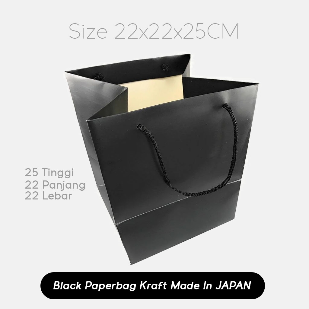 Jual Paper bag hitam lunch box 22x22x25cm / Paper bag kado souvenir wedding packing olshop ...