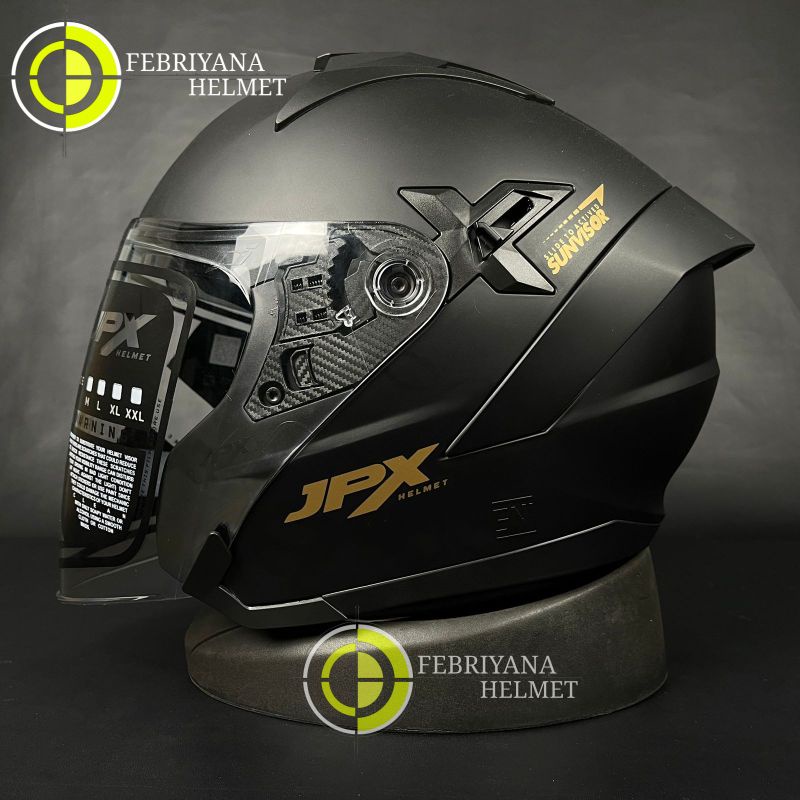 Jual HELM JPX NOVA X SOLID BLACK DOFF HALF FACE JPX DOUBLE VISOR | Shopee Indonesia
