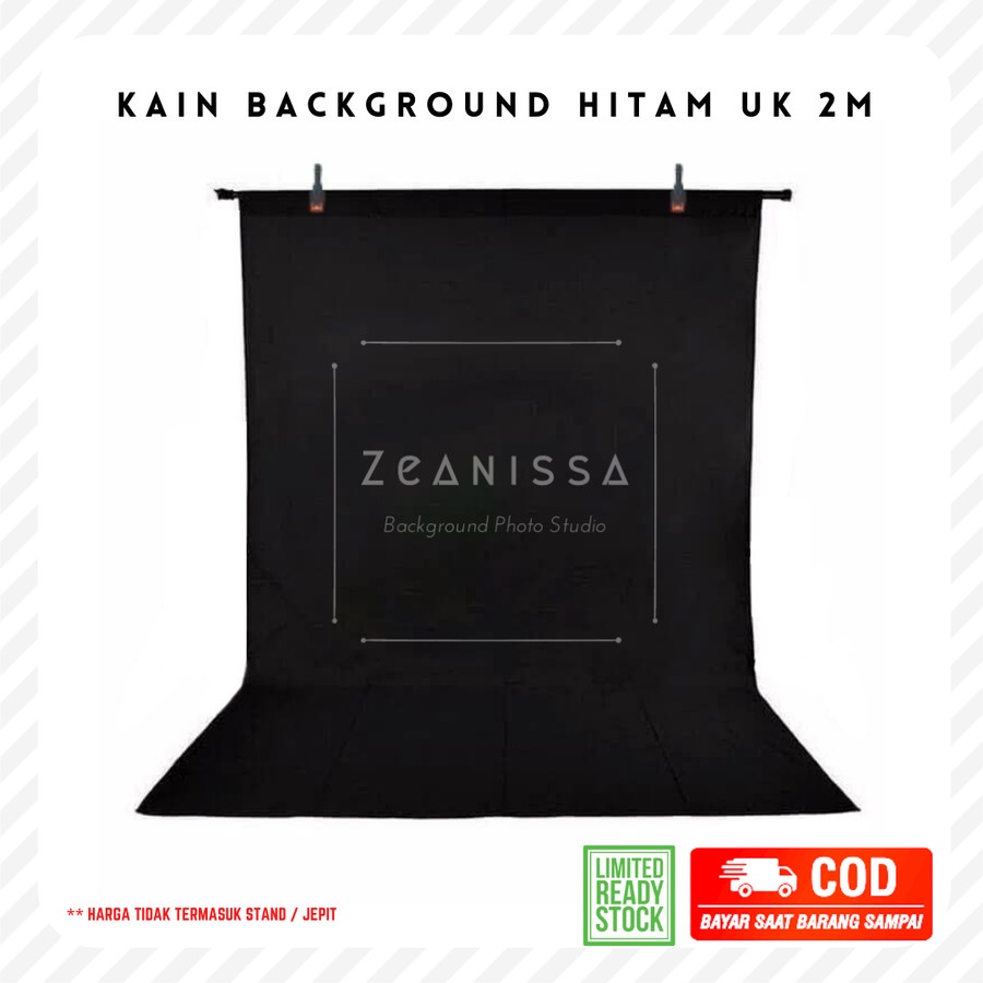 Jual Kain Background Backdrop latar layar Studio Foto polos Hitam 2x2 ...